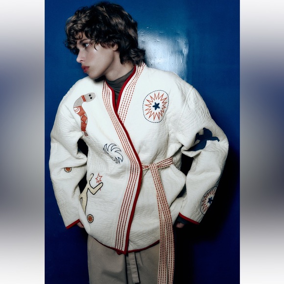 Zara | Jackets & Coats | Zara Embroidered Quilted Kimono | Poshmark